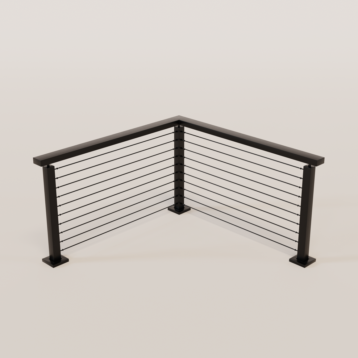 Cable Railing - Black Metal With Black Top 8' Deck Mounted Corner Sect ...
