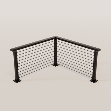 Cable Railing - Black Metal With Black Top 8' Deck Mounted Corner Sect ...