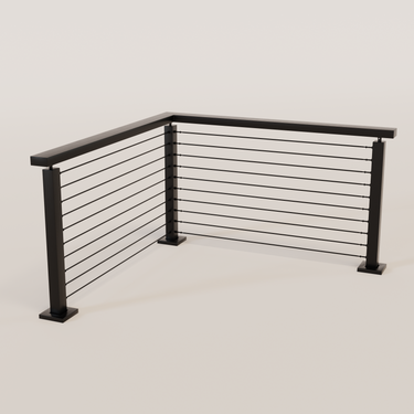 Cable Railing - Black Metal With Black Top 8' Deck Mounted Corner Sect ...