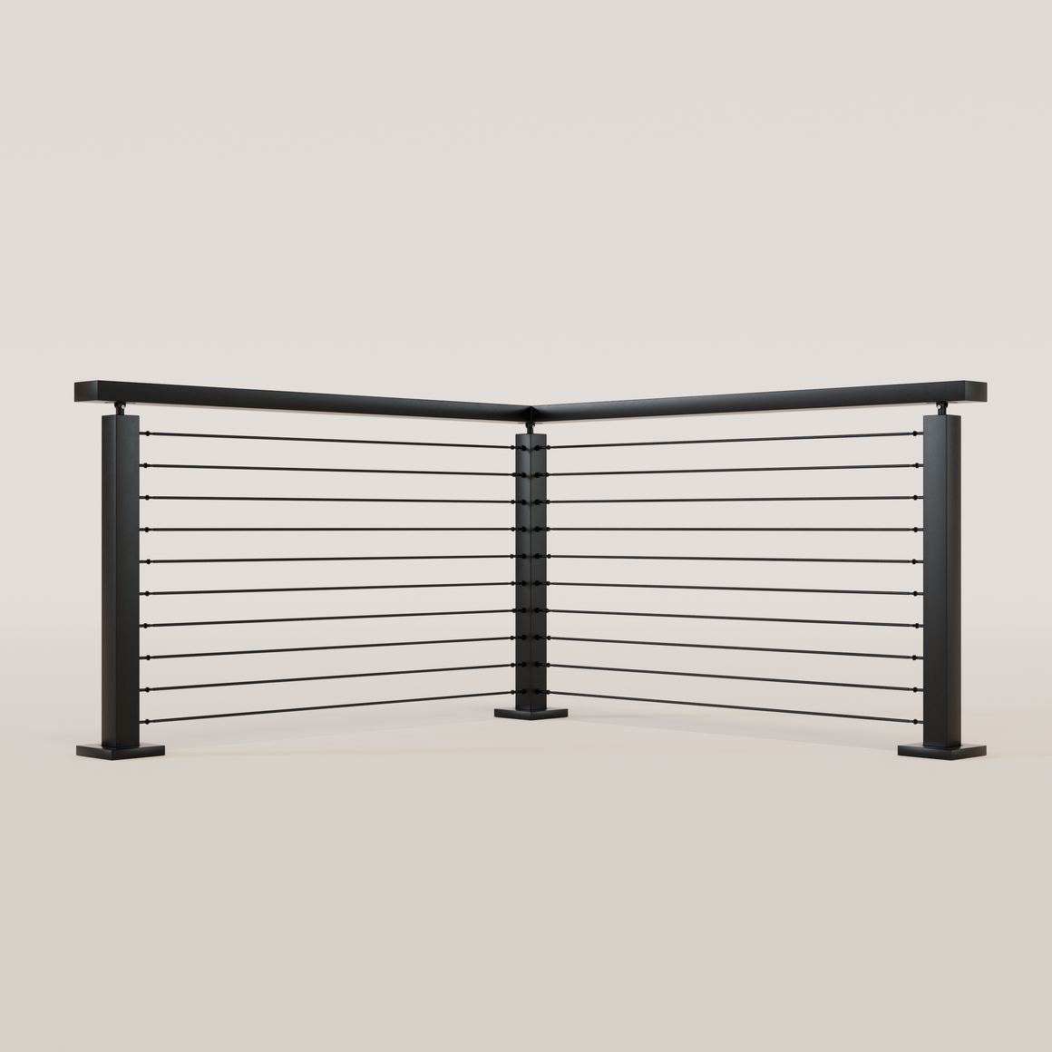 Cable Railing - Black Metal With Black Top 8' Deck Mounted Corner Sect ...