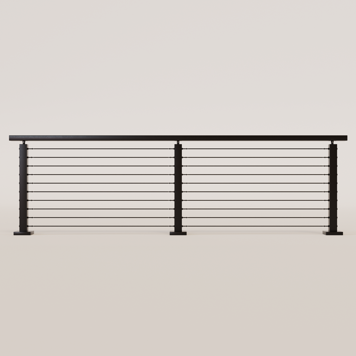 Cable Railing - Black Metal With Black Handrail Top 8' Deck Mounted St ...