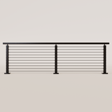 Cable Railing - Black Metal With Black Handrail Top 8' Deck Mounted St ...