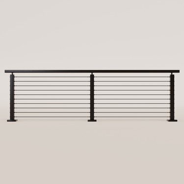 Cable Railing - Black Metal With Black Handrail Top 8' Deck Mounted St ...