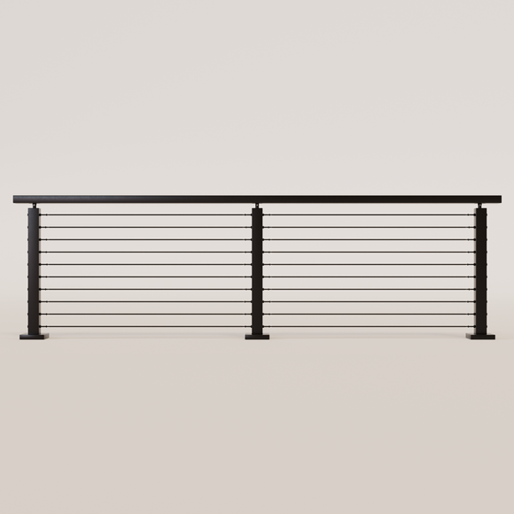 Cable Railing - Black Metal With Black Handrail Top 8' Deck Mounted St ...