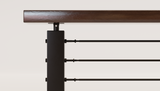 Cable Railing - Black Metal With Dark Wood Top 8' Deck Mounted Straigh ...