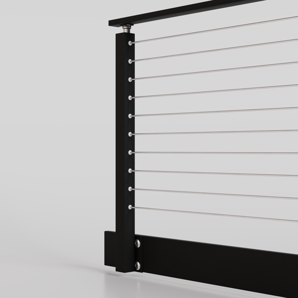 Cable Railing - Black Metal With Black Handrail Top 8' Side(Fascia) Mo ...
