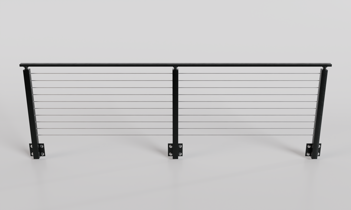Cable Railing - Black Metal With Black Handrail Top 8' Side(Fascia) Mo ...