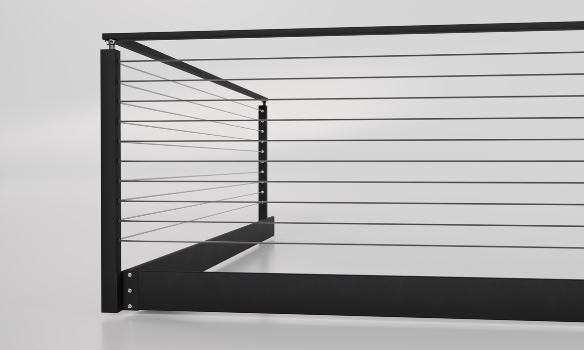 Cable Railing - Black Metal With Black Handrail Top 8' Side(Fascia) Mo ...