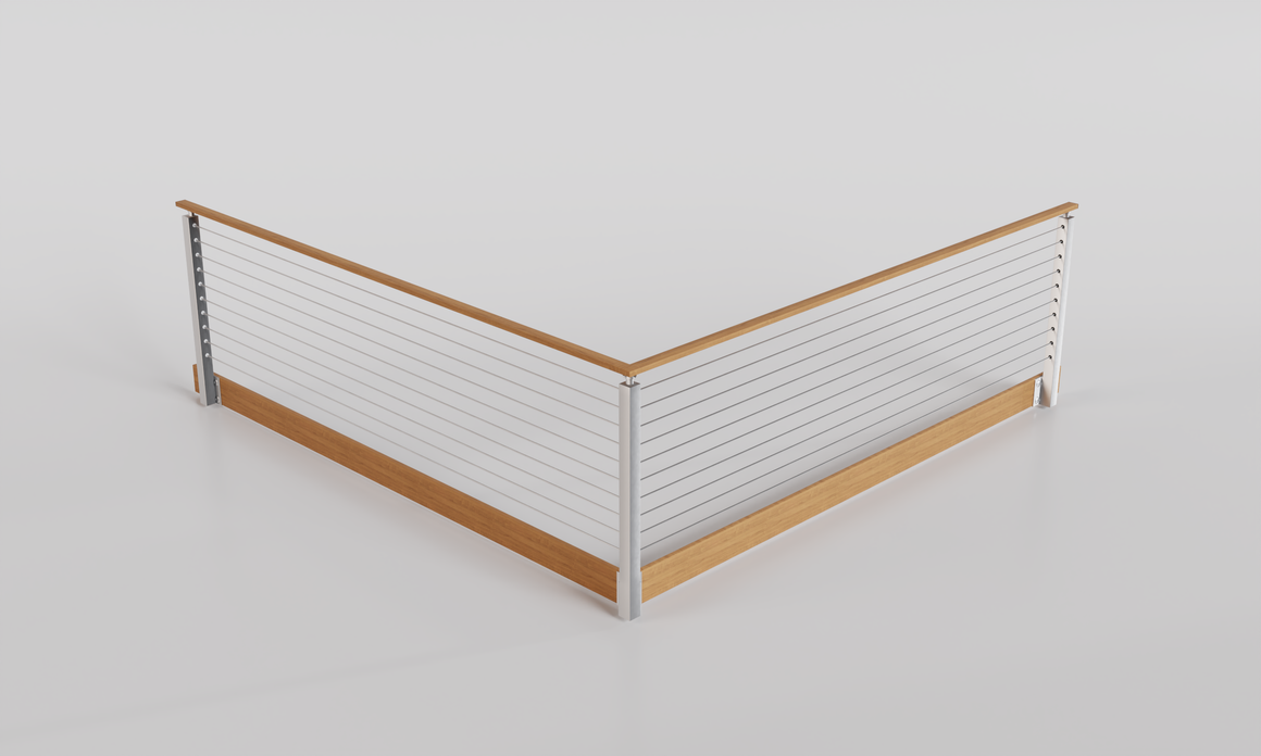 Cable Railing - Silver Metal With Light Wood Handrail Top 8' Side(Fasc ...