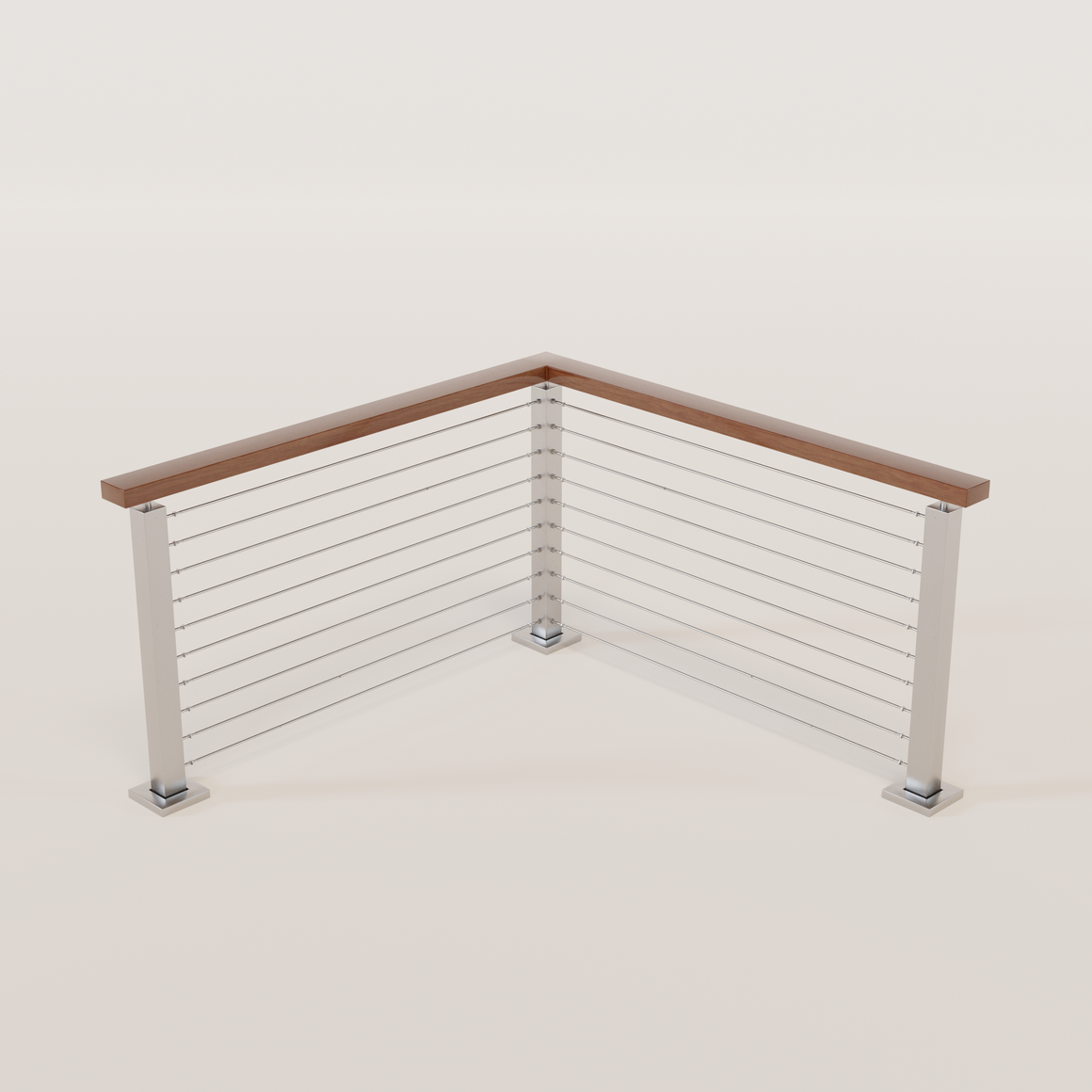 Cable Railing - Stainless Steel With Cherry Wood Top 8' Deck Mounted C ...
