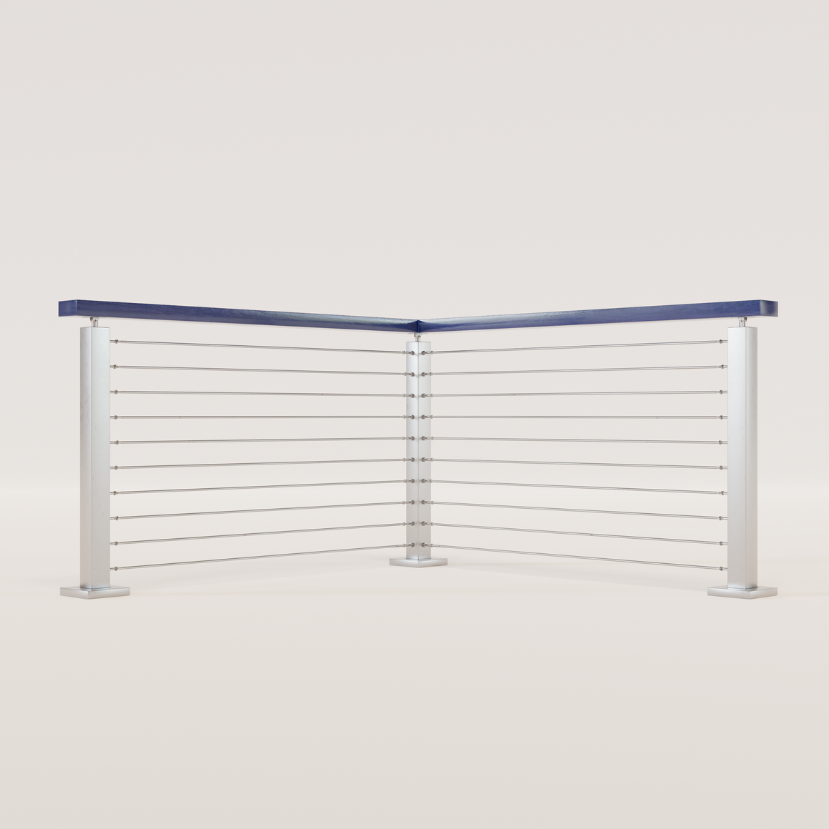 Cable Railing - Stainless Steel With Blue Wood Top 8' Deck Mounted Cor ...