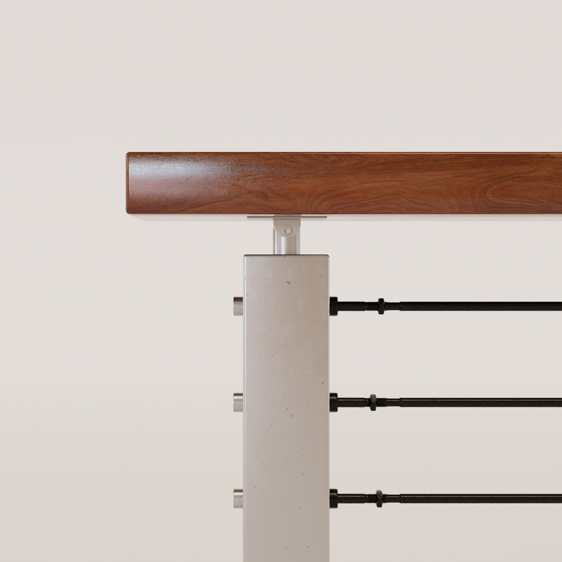 Cable Railing - Stainless Steel With Cherry Wood Top 8' Deck Mounted S ...