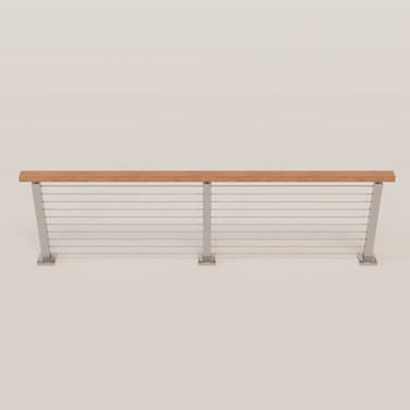 Cable Railing - Stainless Steel With Light Wood Top 8' Deck Mounted St ...